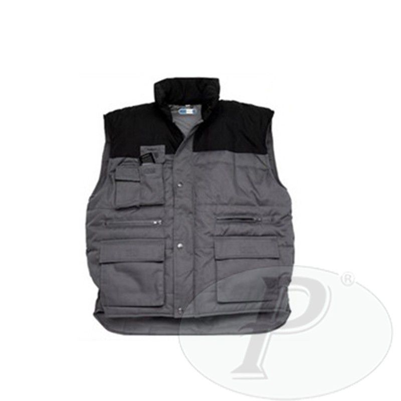 Chalecos bicolor gris y negro multibolsillos — Planas